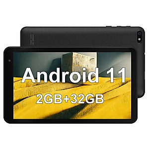 NORTH BISON Android Tablet 7 inch, Android 11 Tablet, 2GB RAM 32GB ROM, Quad-Core Processor, Dual Camera, WiFi, Bluetooth, 128GB Expand, GMS Certified-Black