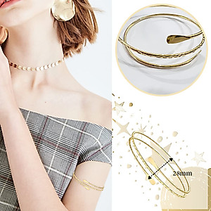 Svovin 1-9 Pieces Arm Cuff Upper Arm Band Cuff Bracelet Bangle for Women Gold Adjustable Armband Set…