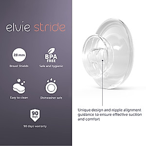 Elvie Stride Breast Pump Breast Shield - 28mm | 2 Pack | Nipple Shield Flange for Pumping Breast Milk | Breastfeeding Essentials for Electric Breast Pumps | BPA Free, Dishwasher Safe