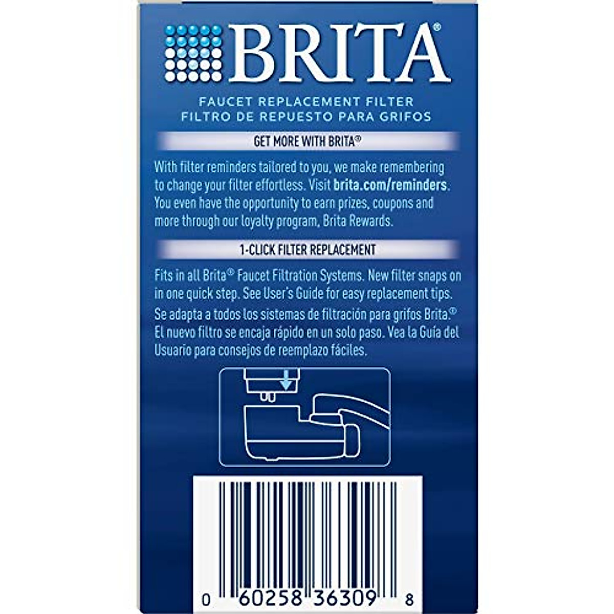 Brita Tap Water Filter, Water Filtration System Replacement Filters For Faucets, Reduces Lead, BPA Free – White, 1 Count