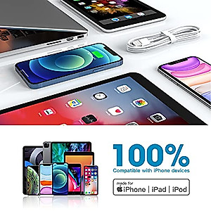 4Pack [Apple MFi Certified] iPhone Charger 6FT Lightning Cable, 6 Feet Long USB Fast Charging Cord for Apple iPhone 13 12 Pro Max 11 XS Xr X 8 7 6 5 iPad Mini Air Pods-2M(Original White)