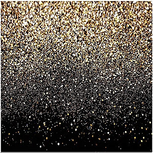 CYLYH 8X8ft Black and Gold Backdrop Glitter Backdrop Golden Spots Backdrop Vintage Background Graduation Prom Wedding Glitter Dot Party Decor D417