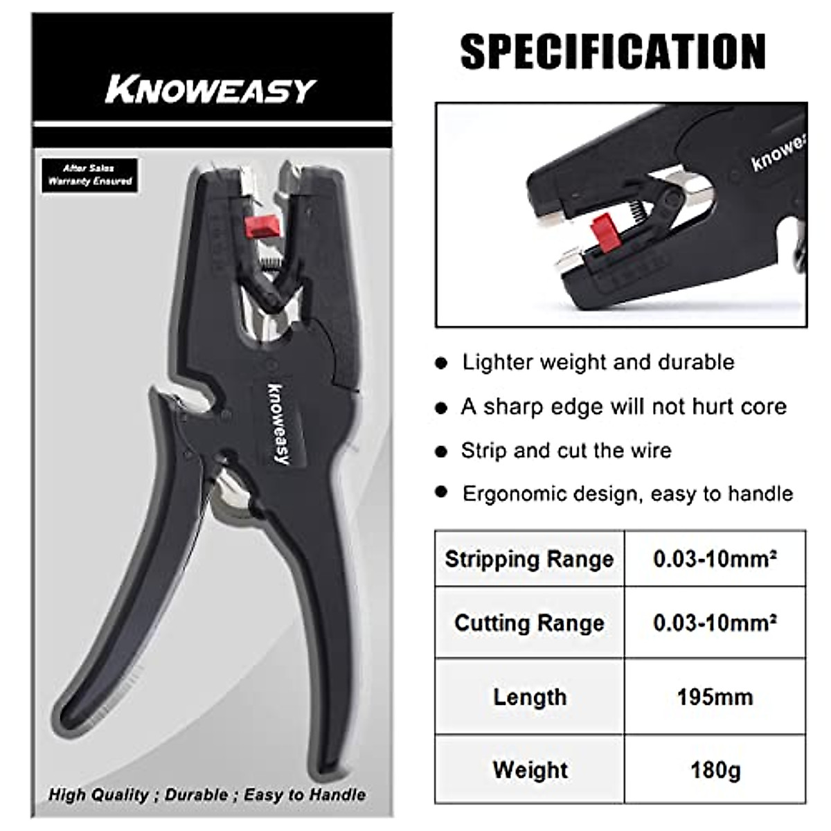 Wire Stripper, knoweasy Wire Stripper Tool with Cutter and 2 in 1 Wire Stripping Tool Works for Electronic,Electric,Automotive from 32 to 7 AWG