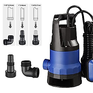 Yescom 3/4HP 2642GPH 550W Submersible Water Pump Copper Motor Clean/Dirty Pumps Automatic Float Switch for Swimming Pool Garden Tub Pond Flood Drain