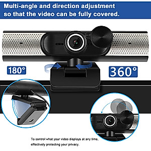 WFFOIFL Webcam with Microphone and Speaker, 1080P Web Camera for Desktop Computer Laptop, USB Plug and Play, Pro Streaming Webcam for Recording, Calling, Conferencing, Gaming, Not Include Tripod