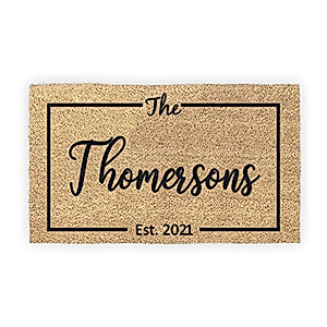 Personalized Last Name Coir Coconut Husk Doormat Door Mat 18x30 or 24x36 (18"x 30")