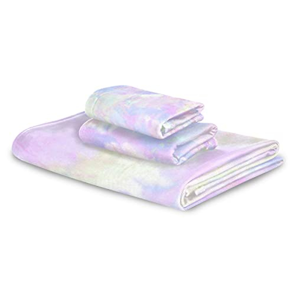 ALAZA Swirl Rainbow Tie-Dye Pastel Blot Print Towel Bathroom Sets 3 Piece Bath Towel Sets1 Bath Towel 1 Hand Towel 1 Washcloth Soft Luxury Absorbent Decorative Towels for Beach Gym Spa