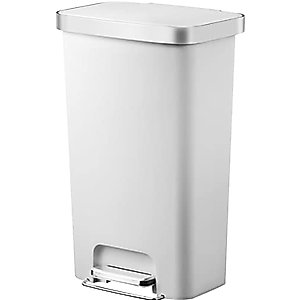 DCLINA Better Homes & Gardens 11.9 gal Plastic Rectangular Kitchen Step Garbage Can, Gray (White)