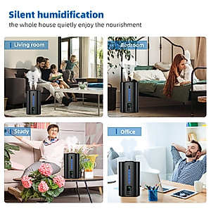 6L Humidifiers for Bedroom Large Room Home, Cool and Warm Humidifiers for Baby and Plants Mist Top Fill Desk Humidifiers Essential Oil Diffuser, Quiet with Adjustable Mist,360°Nozzle-Black