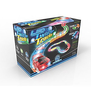 Mindscope LED Laser Tracks by Twister Tracks 12 Feet of Light Up Flexible Track + 1 Light Up Race Car Each Individual Track Piece Contains Lights (Standard Color System)