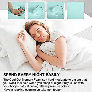 TEKAMON 3 Inch Memory Foam Mattress Topper California King Size,High Density Gel-Infused Cooling Foam Mattress Topper,with Removable & Washable Bamboo Fiber Cover