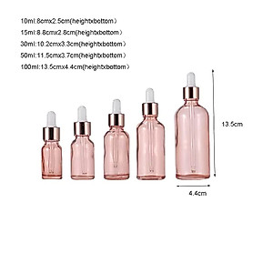 Lokusel 4 Pack Glass Dropper Bottles,10ml/15ml/30ml/50ml/100ml Essential Oil Bottles Dropping Bottles With Rose gold Lids Perfume Empty Travel Sample Vials Essence Liquid Cosmetic Containers(15ml)