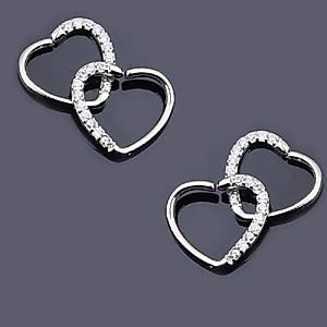 XIALV 2Pieces 316L Medical Steel Open CZ Nose Rings Heart 16G Ear Cartilage/Daith Hoop Ring，Hypoallergenic Perforated jewelry Set (Style five)