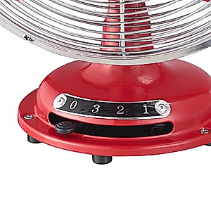 Better Homes & Gardens Retro Table Fan, 3-Speed Metal Tilted-Head Oscillation, 8-Inches (red)