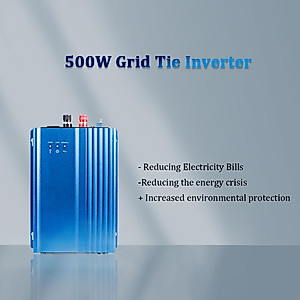 Y&H 500W Grid Tie Inverter DC16V-28V MPPT Pure Sine Wave AC110V Output for 12V Solar Panel,Adjutable 12V Battery Discharge