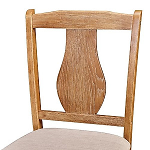 Merax, Drift Wood 5-Piece Set,Wooden Rectangular Table and 4 Upholstered Chairs for Kitchen,Dining Room