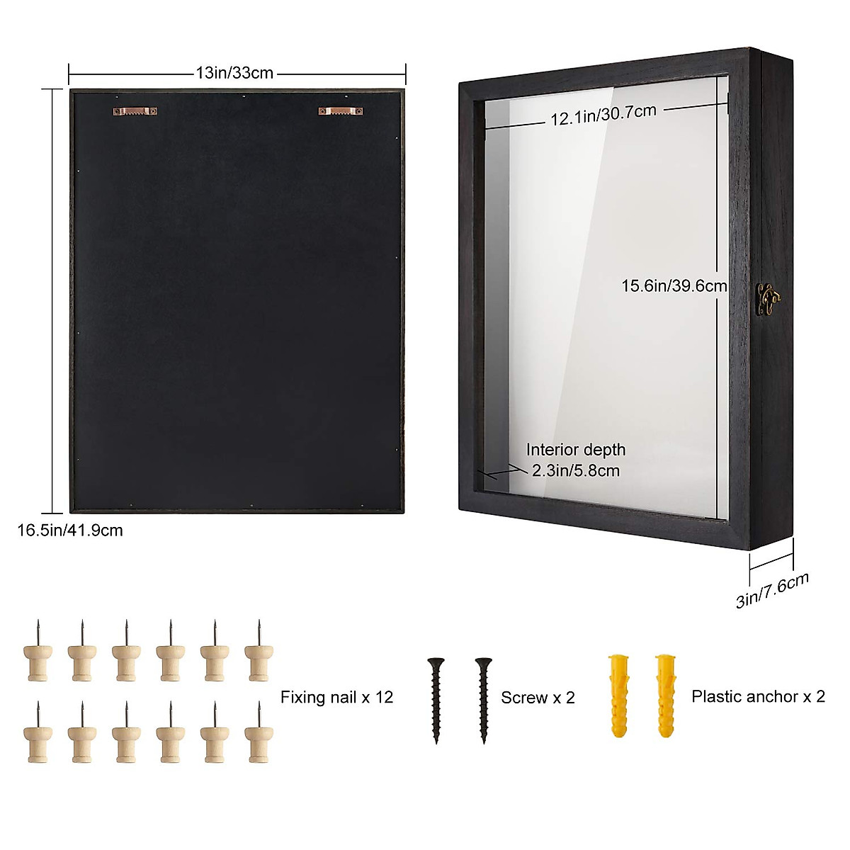 TJ.MOREE Flowers Shadow Box Display Case 13 x 16 Large Shadow Box Picture Frame with Glass Wedding Bouquet Memorabilia Medals Photos Memory Box