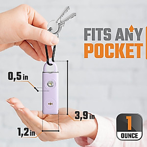 Personal Safety Alarm Keychain for Women Protection – USB Rechargeable 130 dB Self Defense Siren Panic Key Chain with Light and Low Battery Notice by WETEN (Lavender)