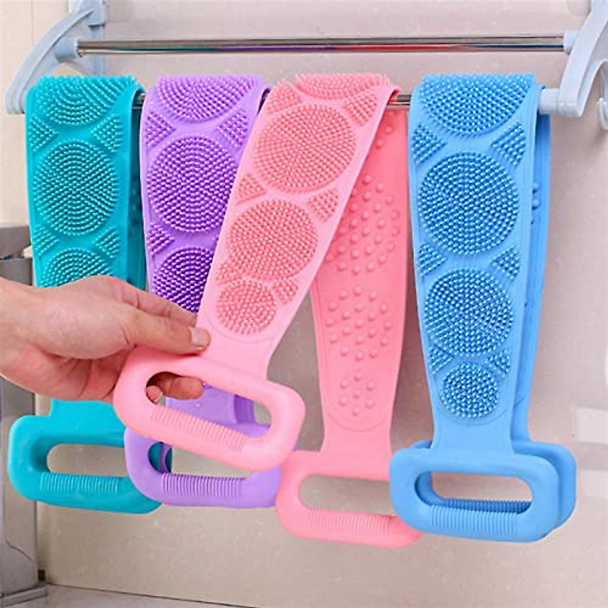 INGVY Dry Brushing Body Brush Body Sponge Silicone Brush Bath Towel Bath Gel Bath Cleansing Brush Massage Bath Exfoliating Cleansing Brush Bathroom Utensils (Color : Purple)