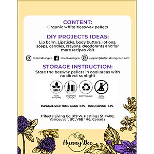 HUNNYBEE Beeswax Pellets 1LB, 100% Organic Bees Wax for DIY Candles, Skin, Body Cream, Face, and Hair Care, Lotions Deodorant, Lip Balm and Soap Making