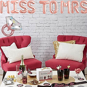 Miss to Mrs Balloons Rose Gold Traveling From Miss To Mrs Party Banner Bride To Be/We are Engaged/Bridal Shower/Just Married/Bachelorette/Wedding Themed Happy Anniversary Party Supplies Decorations