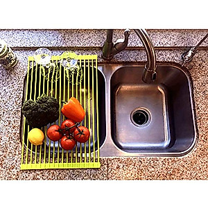 True & Tidy, Multi-Purpose Over The Sink Roll-Up Drying Rack, DR-881, Lime