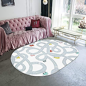 LIVEBOX Road Traffic Kids Play Area Rug 3' x 5' Washable Playroom Educational & Fun with Cars and Toys Non-Slip Children Nursery Rugs for Living Room Bedroom Classroom Entryway Kids Tent
