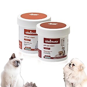 Klmfatsig Pet wipes-300 tablets for dogs and cats for cleaning and deodorizing dog wipes/cat wipes, suitable for Eco-Friendly Wipes for Paws, Ears, Fur, Eye Ducts and Butt (300)