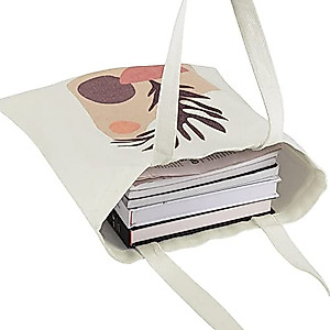 2Pcs Canvas Tote Bag for Women Aesthetic Tote Bag Reusable Flower Tote Bag with Handles for Shopping School Supplies