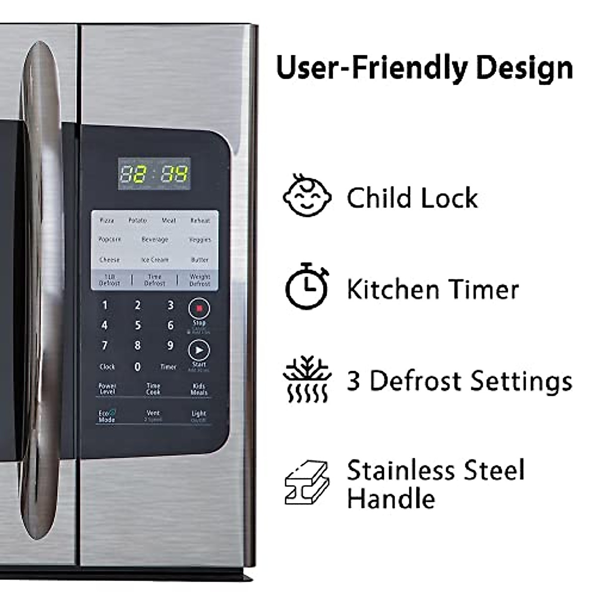 Over The Range Microwave 30 Inch with Vent, 1.6 Cu. Ft. Rangetop Microwave with Sensor Cook in Smudge-Proof Stainless Steel