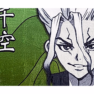 Dr. Stone Senku Ishigami Plush Fleece Throw Blanket | Super Soft Decorative Cover for Sofa and Bed, Cozy Home Decor Room Essentials | Anime Manga Gifts and Collectibles | 45 x 60 Inches