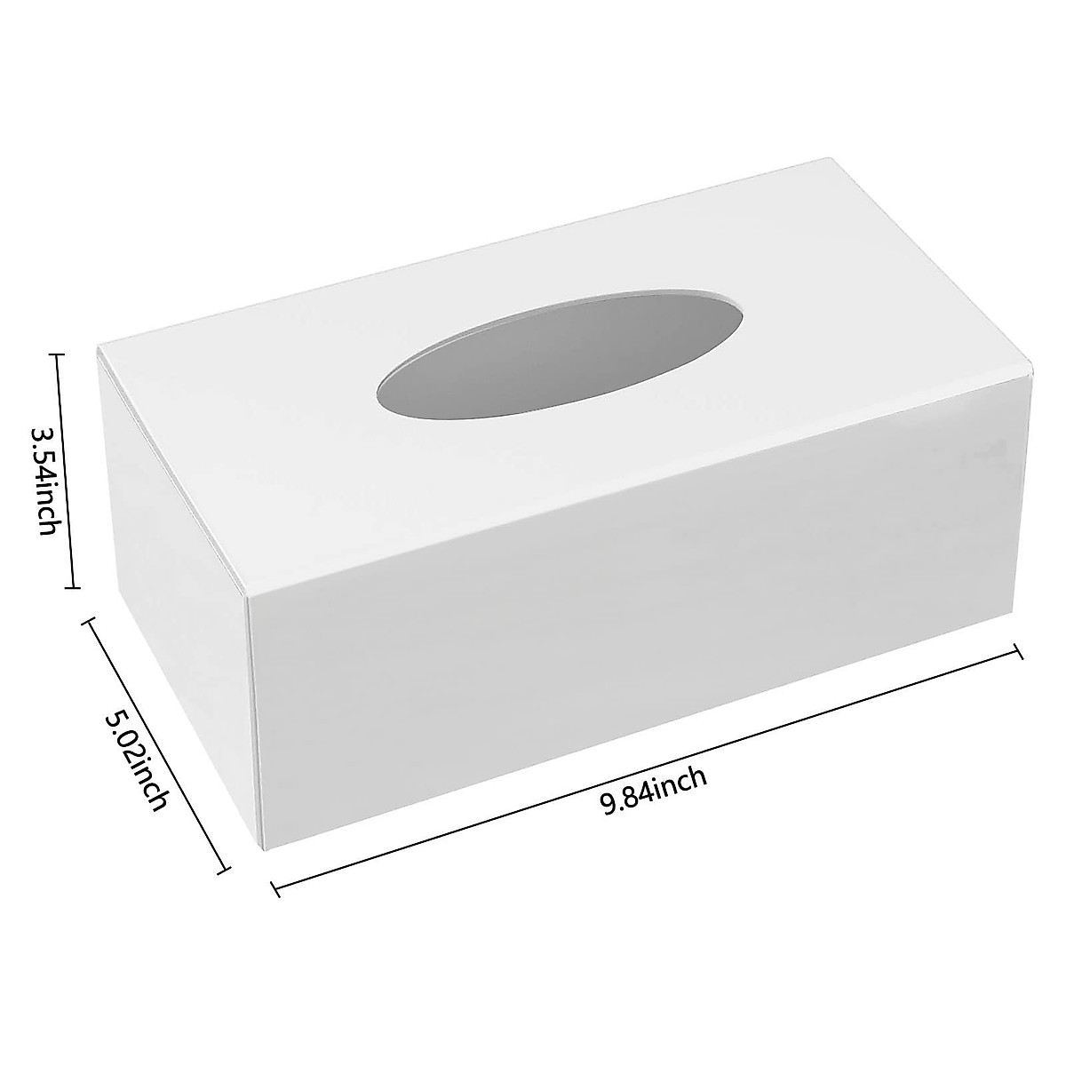 HBlife Acrylic Tissue Box Cover & Holder with Magnetic Bottom, Multi-Functional Dryer Sheet & Mask Organizer for Bathroom, Car, Office - White Rectangle, 9.84 x 5.02 x 3.54 Inches
