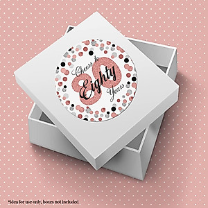 Confetti Rose Gold Polka Dot 80th Birthday Party Sticker Labels, 40 2" Party Circle Stickers by Amanda Creation, Great for Party Favors, Envelope Seals & Goodie Bags