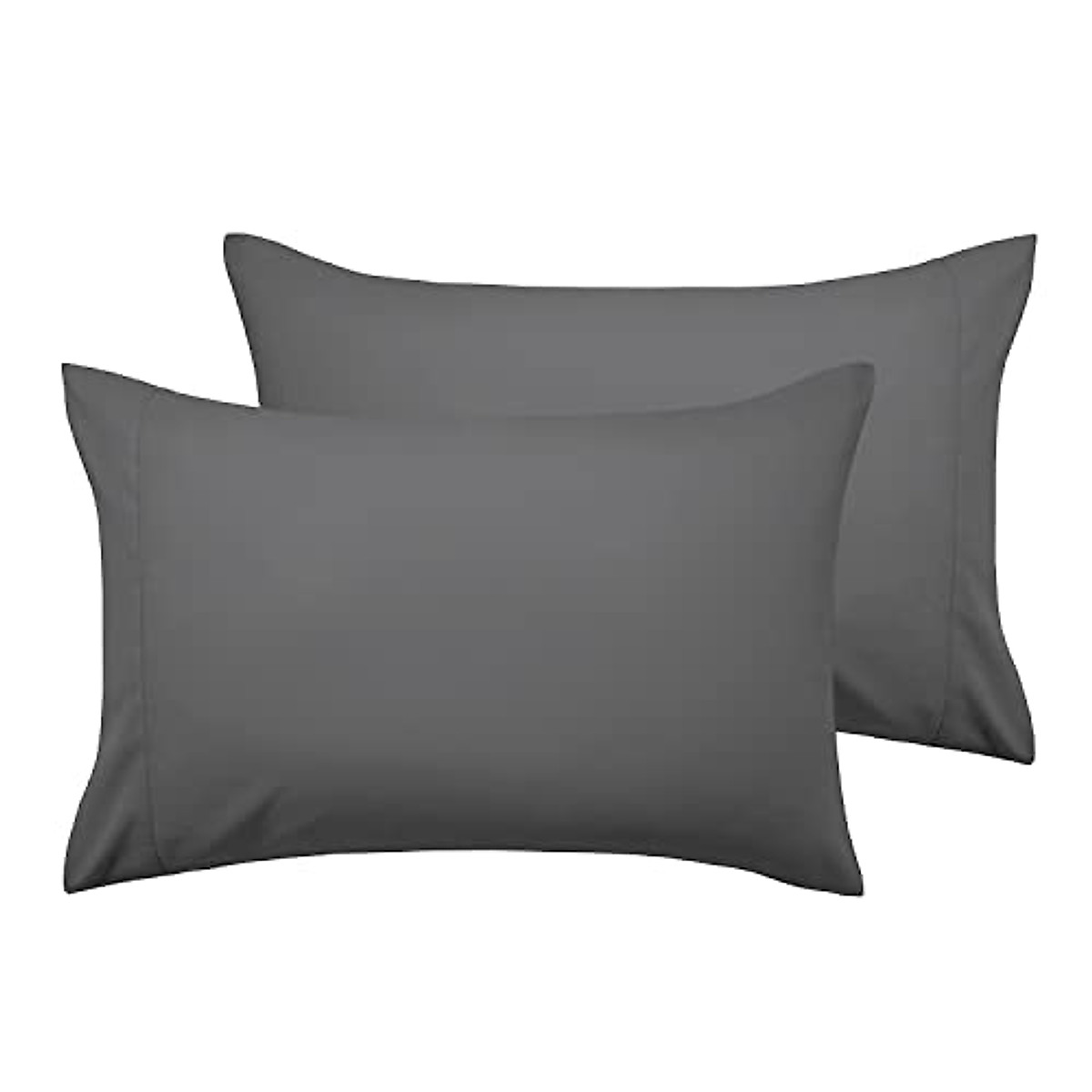 KM Standard Pillowcase Set of 2 Dark Gray, Bed Pillow Covers, Ultra Soft (20 x 30) Inches, Solid Pillowcases with Open Closure, Machine Washable Dark Grey