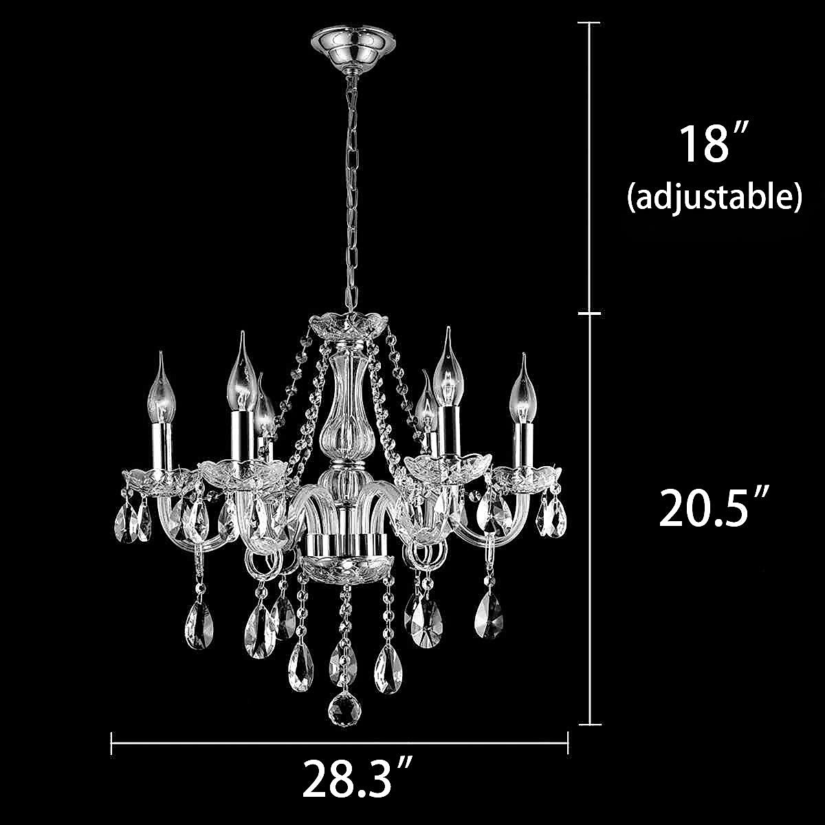 Green K9 Crystal Candle Chandeliers Lighting Modern Pendant Lights Ceiling Fixture Lamp for Dining Living Room Bedroom Hallway Entry Elegant Decoration 8 Lights E12 Base, H20.5 x W28.3 Inch (Upgraded)