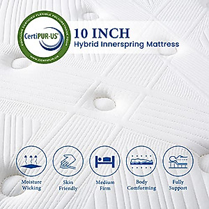 Coolvie Full Size Mattress, 10 Inch Full Hybrid Mattresses, Full Mattress in A Box, Individual Pocket Springs with Memory Foam Layer Probide Pain Relief Motion Isolation & Cool Sleep, 2023 New