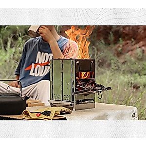 Portable Camping Stove & Grill - Foldable Alcohol/Charcoal/Twig Wood Campfire (Small)