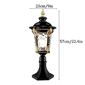 MODEBHD Villa Garage Glass Post Lanter Backyard Swimming Pool Floor-Standing Lighting,External Rustproof High Brightness E27 Patio Column Light,Outdoor Post Lights