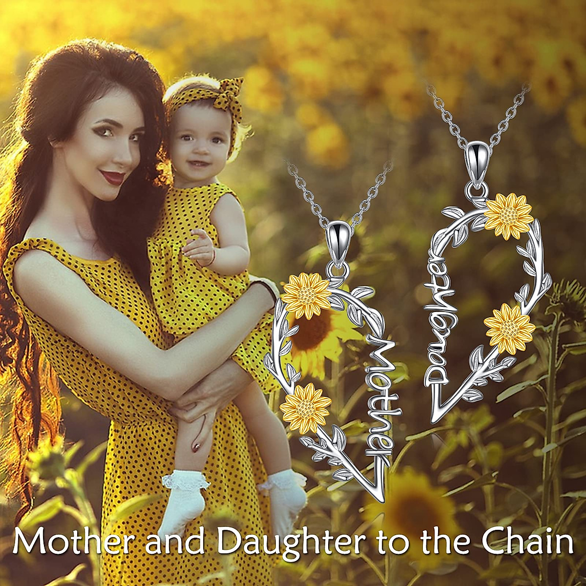 YFN Mother Daughter Necklace for Two Sterling Silver Mother Daughter Pendant Heart Matching Jewelry Gifts for Women