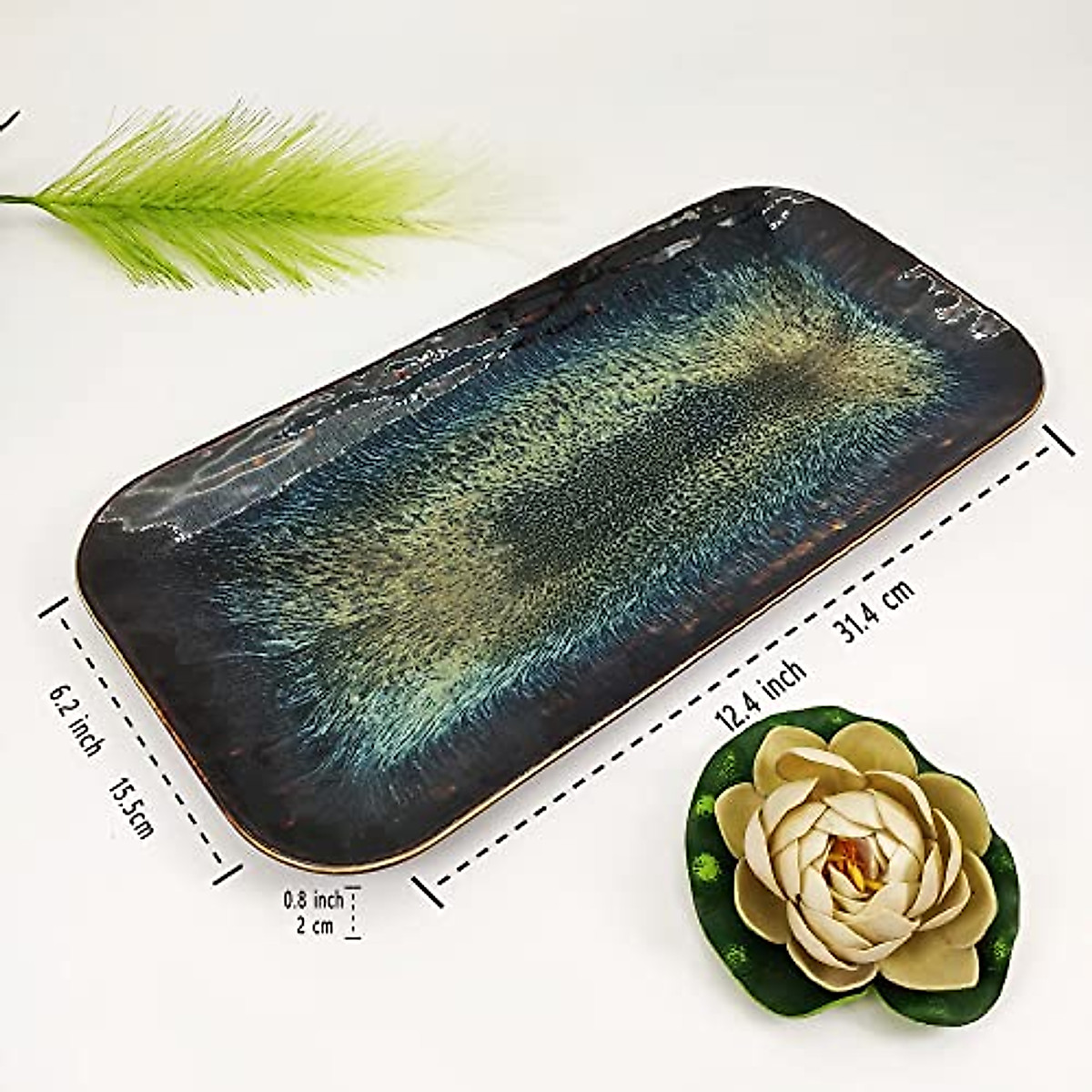 Jinsongdafa Ceramic Dinner Plates Set of 4, Main Dish for Steak, Bread, Risotto, Pasta, Salad, Microwave, Oven and Dishwasher Safe, Scratch Resistant