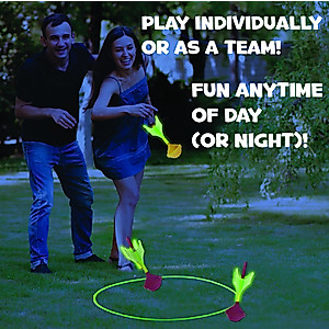 Island Genius Glow in The Dark Lawn Darts Outdoor Yard Game for Kids Teens Adults and Family | Fun Backyard Beach or Tailgate Toss Games for Outside Day or Night