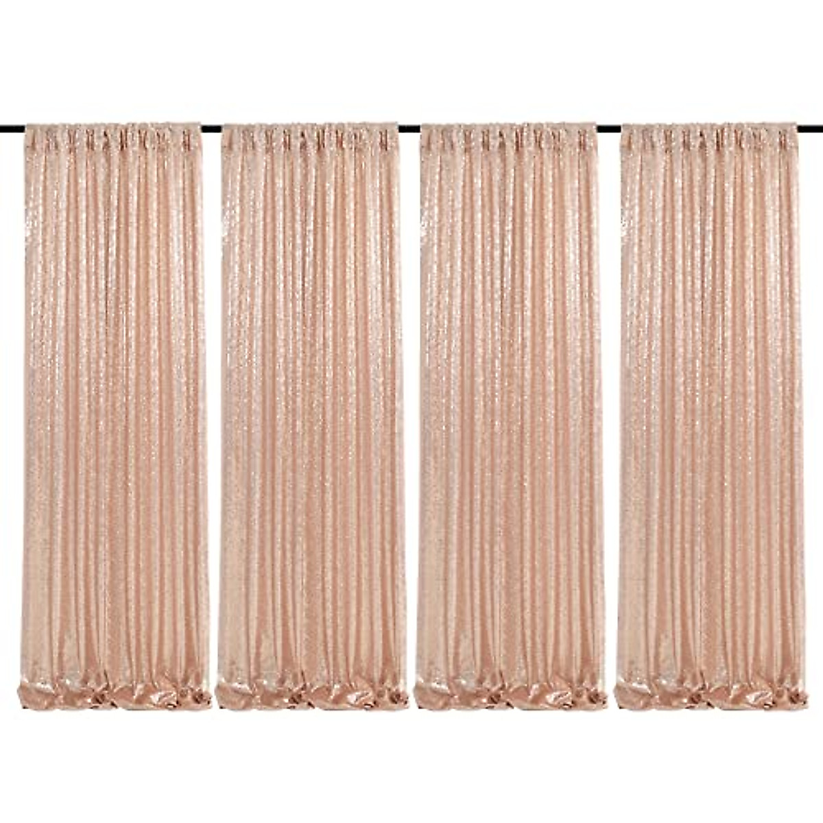 Rose Gold Glitter Sequin Backdrop Curtains 4 Pieces 2ftx8ft Dessert Backdrop Wedding Party Decor Glitter Photography Background