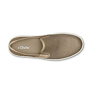 OLUKAI Lae'ahi Men's Slip On Sneakers, Lightweight Barefoot Feel & Breathable Mesh, Water Resistant Heel & Wet Grip Rubber Soles, Removable Gel Insert, Clay/Clay, 10.5