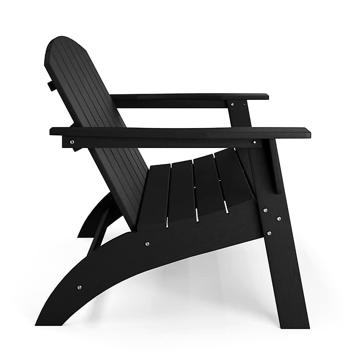 Flats & Castles Ellie HDPE Outdoor Weather Resistant Modern Adirondack Love Seat (Black)