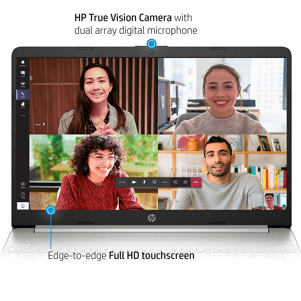 HP 15 15.6" Touchscreen FHD Business Laptop Computer, Intel Core i7-1165G7 up to 4.7GHz, 32GB DDR4 RAM, 1TB PCIe SSD, 802.11AC WiFi, Bluetooth, Silver, Windows 11 Pro S, BROAG 64GB Flash Drive