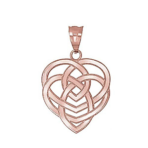 Elegant 10k Rose Gold Celtic Motherhood Knot Pendant Necklace, 22"