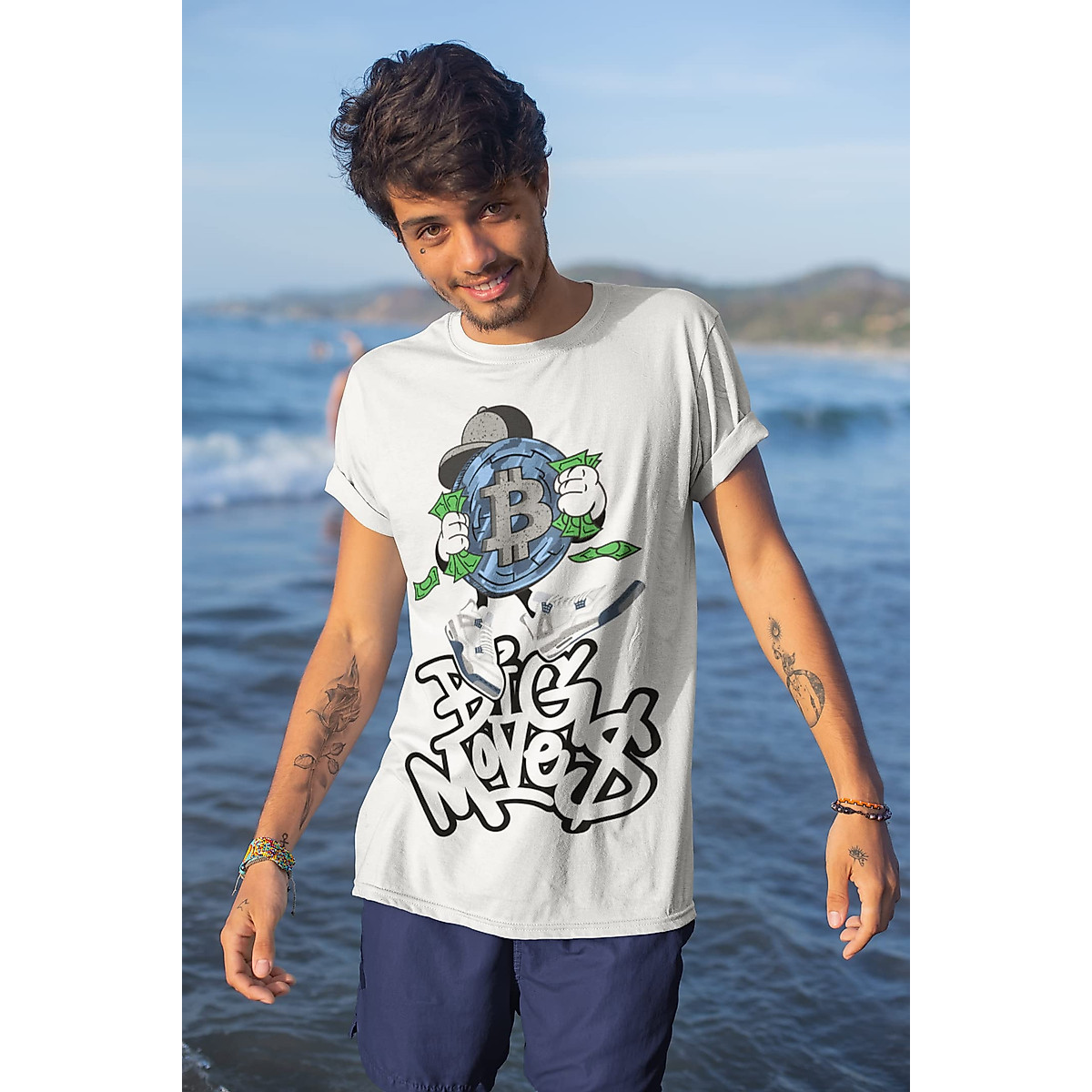 Jordan 4 B-Coin Big Moves - Midnight Navy T-Shirt to Match Men's Sneakers, Jordan 4s Midnight Navy Tee to Match Men's Shoes