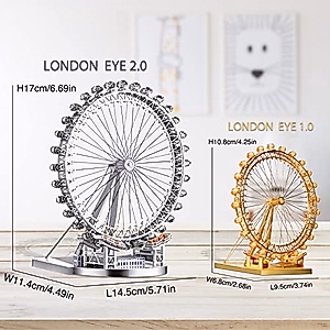 Piececool 3D Metal Model Puzzles for Adults, Upgraded Large London Eye Architecture 3D Metal Models Building Kits, Best Birthday Gifts, 141 Pcs