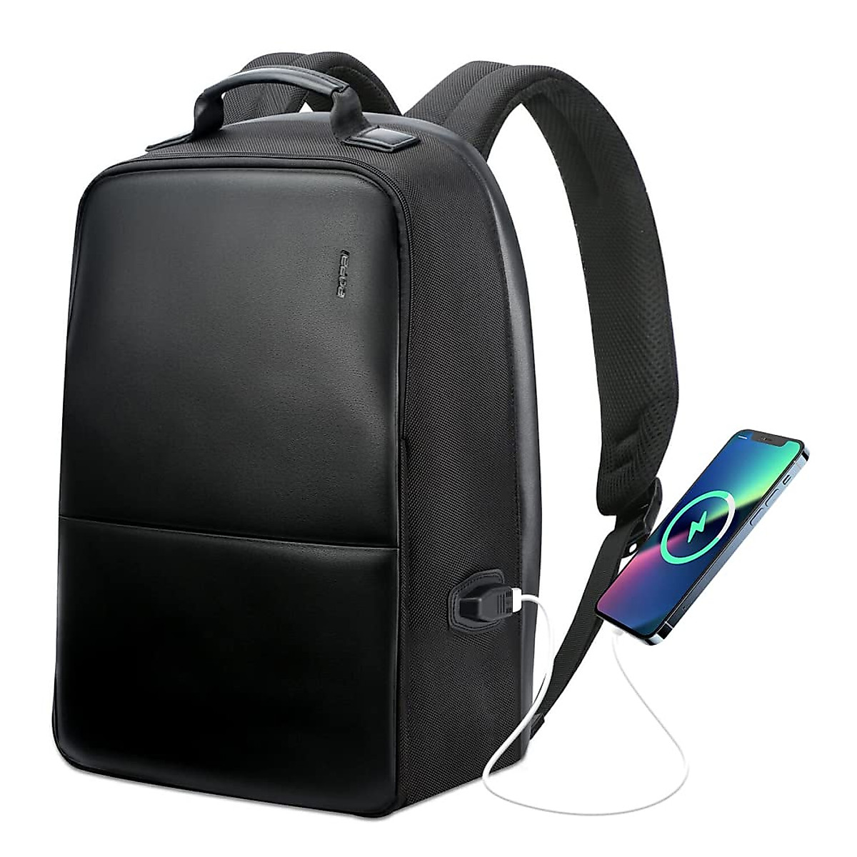 BOPAI Anti-Theft Business Backpack 15.6 Inch Laptop Water-Resistant with USB Port Charging Travel Backpack Anti-Glare Functional Rucksack Light-Weight Backpack for Men (15.6 inch, Black)