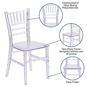 BizChair 10 Pack Child’s Transparent Crystal Resin Party and Event Chiavari Chair for Commercial & Residential Use